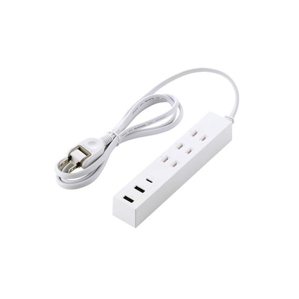 エレコム　T-U08-3A2C15WH　延長コード　電源タップ　USB　タップ　1.5m　コンセント　3口　Type-C　×1　USB-A　×2　雷ガード　ホワイト 131