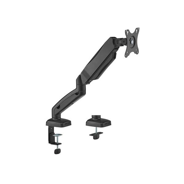 グリーンハウス　GH-AMET1C-BK　モニターアーム　17〜32インチ対応　1画面　メカニカルスプリング　クランプ・グロメット式　ブラック 112