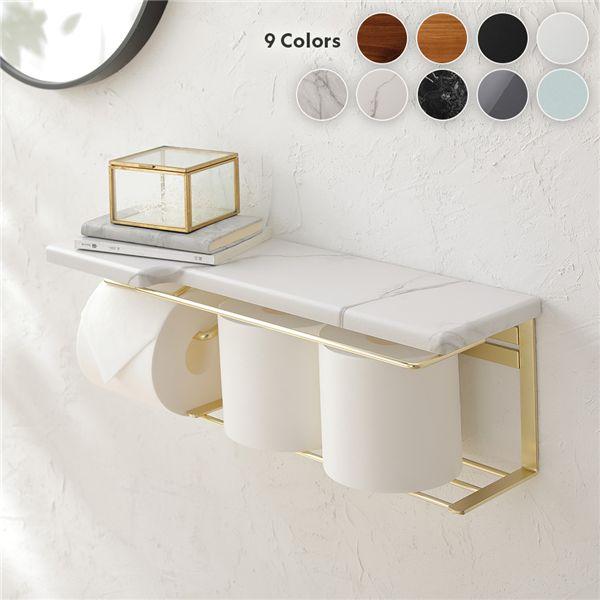 【商品名】 トイレットペーパーホルダー 網板タイプ 約幅44cm 簡単設置 賃貸OK 棚付き 天板付き 差し込み式 太巻きペーパー可 トイレ用品 トイレ 【ジャンル・特徴】 トイレットペーパー ホルダー トイレットペーパーラック トイレ収納...