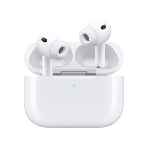 「インイヤーアクティブノイズキャンセリング」を備え、前世代「AirPods Pro 2」と比べて最大2倍の雑音を除去する、完全ワイヤレスイヤホン。「AirPods Pro 2」より2時間長い最大8時間のバッテリー駆動時間を実現（ANCオン時...