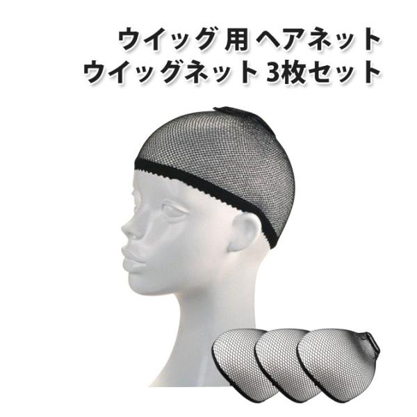 お得な3枚セット！ウィッグをかぶる際に髪をまとめるネットです。髪の量が多い方、ロングの方には必須アイテムです。