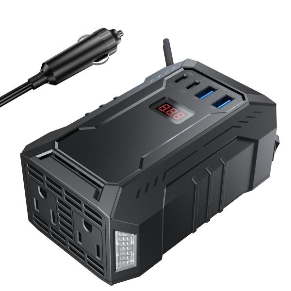 DCACインバーターなので災害時など、停電の時に非常時電源供給として大変重宝します。※使用上のご注意：お車に内蔵されているシガーライターヒューズの容量は150Wなので、150Wを超える機器をご使用になる場合は、<br>別途バッテ...