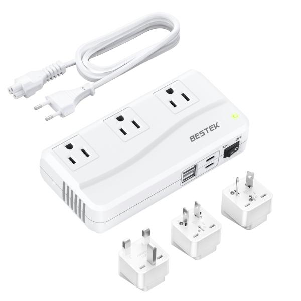 BESTEK 海外旅行用変圧器 海外コンセント 変圧器 変換プラグ BF A O タイプ付き海外コンセントの240V・230V・220Vから100Vにダウントランス変圧して海外旅行でも日本の家電製品が使えます。製品仕様入力電圧： 100-2...