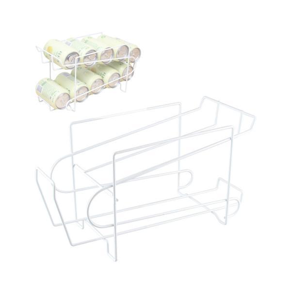 【商品説明】・冷蔵庫の中で散らかりやすい３５０ｍｌ飲料缶をスッキリ収納できます。・缶を上の段から転がし、下の段から冷えた缶を取り出します。・「冷えた缶」と「新たに取り出す缶」との面倒な入れ替えが不要です。【商品仕様】カラー ホワイト