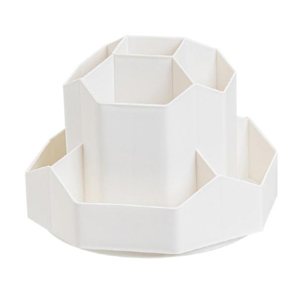 【商品説明】・360度回転式で取り出しやすい・9つの仕切りで細かく分類できる・文房具や化粧品、小物収納にも対応・ホワイトカラーでシンプル＆おしゃれ