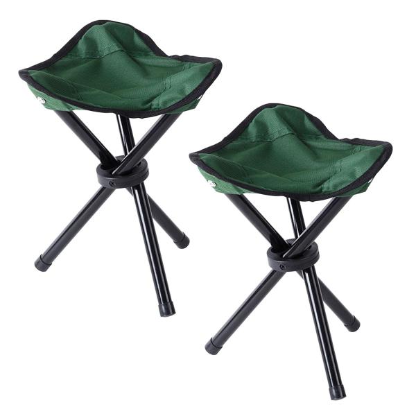 【商品説明】・三脚型の折りたたみ式コンパクトチェアです。・折りたたむことでコンパクトになり、持ち運びに便利です。・軽量(275g)ながら、3本の脚で安定感抜群です。【商品仕様】カラー：グリーン重量：275g