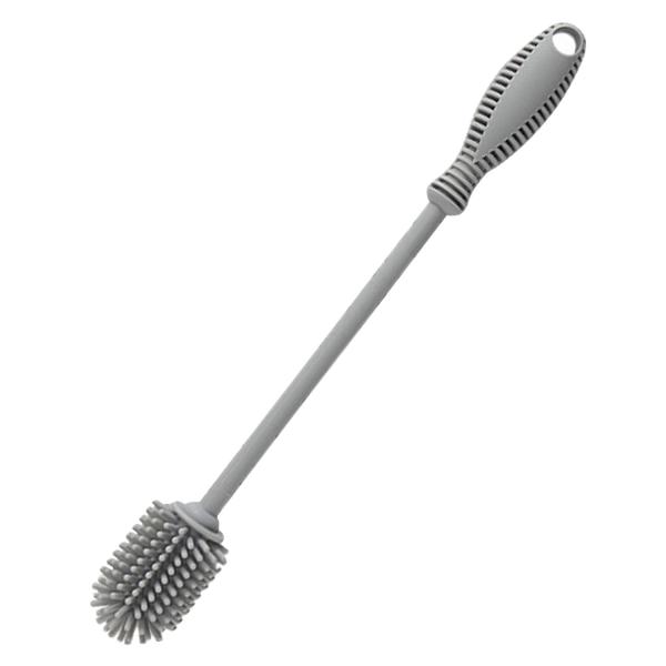 【商品説明】・水筒やボトル、哺乳瓶などの深さのある容器をしっかり洗えるロングタイプのブラシです。・握りやすいハンドルと360度回転式の設計で、手を汚さず効率的に洗浄可能です。・先端に柔らかいシリコン素材を採用し、傷をつけずに汚れをしっかり除...