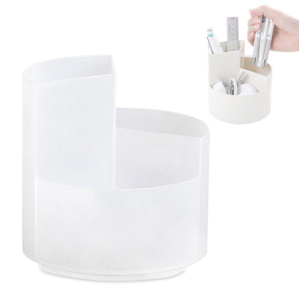 【商品説明】・サイズ・素材：直径約1cm、高さ約11cm。丈夫なPP素材で長く使えます。・3つの仕切りで分類収納：ペンや定規、クリップなどを種類ごとにスッキリ整理、収納可能です。・360度回転で使いやすい：360度回転でどの角度からでも取り...