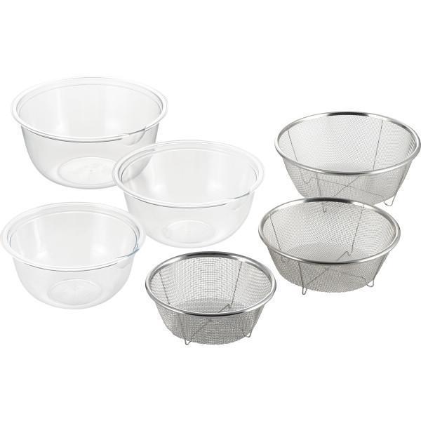 4003070レンジボウル＆ザルセット■使い勝手の良いボウルの3点セット。レンジ対応なので下ごしらえやお菓子作りに便利です。中身が見えるので調理具合が分かる。ボウルに合うザル付なので、お料理の幅が広がります。原産国:JPN：日本宅配冷蔵区分...