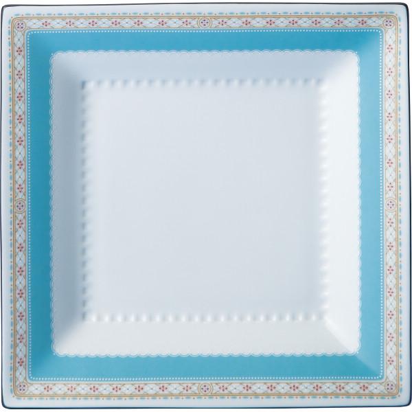 1645L／T94542スクエアプレート■ターコイズを和の彩りに。 清涼なターコイズブルーに、小花をまとう菱文様を組み合わせた和テイストの食器です。原産国:LKA：スリランカ宅配冷蔵区分:01：常温