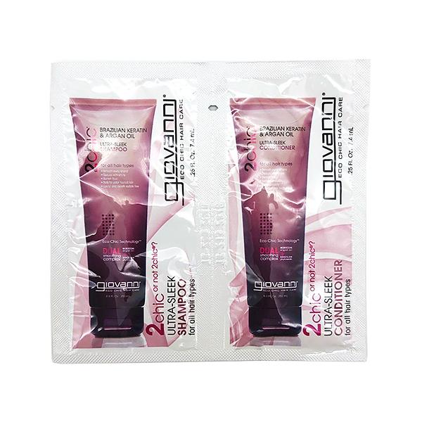 ジョバンニ ジョヴァンニ 2chic(ツーシック) スリーク シャンプー 7.4ml サンプルセット (茶) ミニ サンプルサイズ Giovanni 2chic Brazilian Keratin &amp; Argan Oil Ultra...