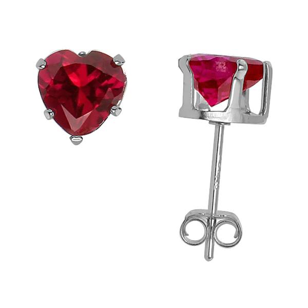 商品名: (Ruby) - Sterling Silver 6 mm Colour CZ Heart Studs Earrings Blue Topaz Sapphire Amethyst Ruby Pink Sterling Silver...