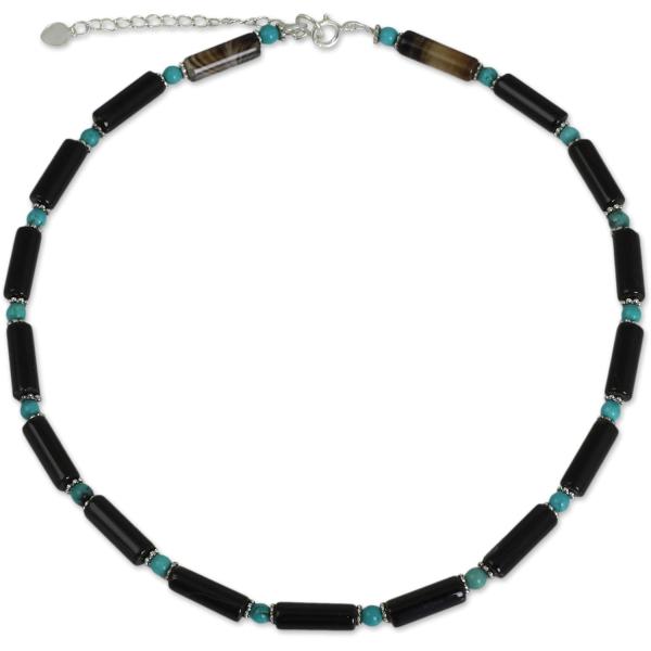 商品名Novica multi-gemオニキス。925スターリングシルバービーズネックレス、16.5 "" ' Sky Song 'NOVICA Artisan Handmade Onyx Choker .925 Sterling Silv...