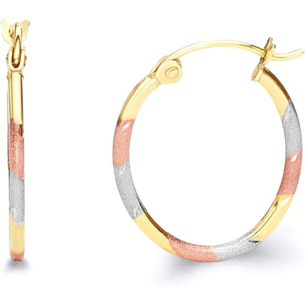 商品名14K リアル3色 ゴールド 厚さ1.5mm チューブオーバルフープピアス (20 x 15 mm)14k REAL Tri Color Gold 1.5mm Thickness Tube Oval Hoop Earrings (20...