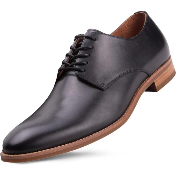 商品名Dunross &amp; Sons Landon メンズブラックオックスフォードシューズ   ダービーメンズドレスシューズ   イタリアンレザードレスシューズ ラバーソール付き   レースアップドレスシューズ   通気性レザーライニ...