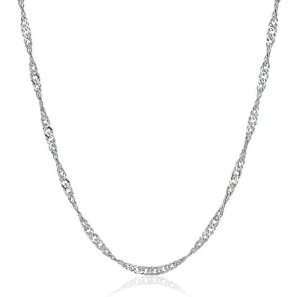 商品名Adabele 1pc Real 925 Sterling Silver 1.6mm Singapore Chain Necklace 18 Inch Hypoallergenic Tarnish Resistant Rhodium ...