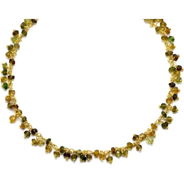 商品名14 KゴールドFilled TourmalineクラスタネックレスグリーンアンバーブラウンマルチGemゴールドトーンチェーン18 19インチSpyglass Designs 14k Gold Filled Tourmaline Cl...