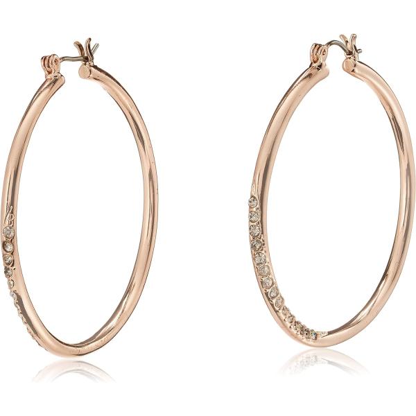 商品名GUESS ストーン付きフープ One SizeGUESS ""Basic"" Rose Gold Stone Front Hoop Earringsブランド：GUESS商品サイズ：Medium高さ：1.5 cm横幅：8.1 cm奥行...