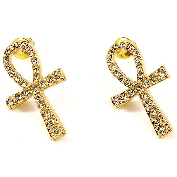 商品名: Gwood AnkhイヤリングIced Outゴールドカラーポストスタイル正Spiritエジプト GWOOD Ankh Earrings Gold Color Post Style Positive Spirit Egyptian...