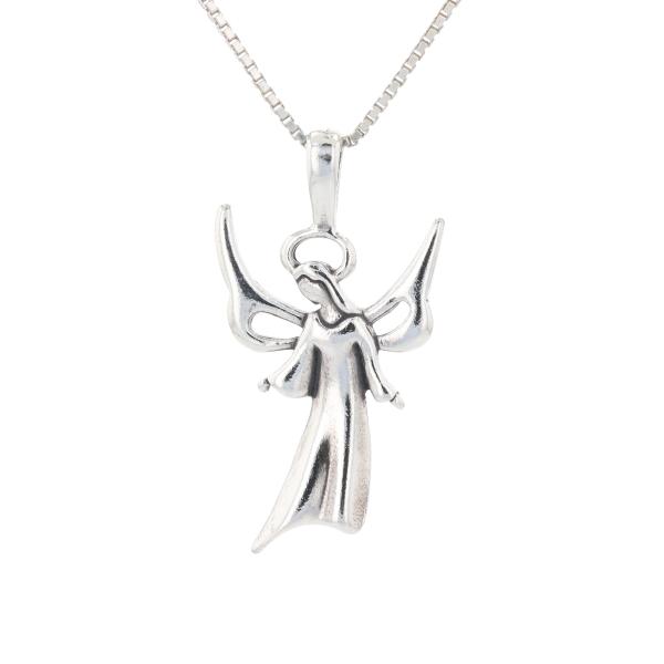 商品名: ジュエリートレンドスターリングシルバーWinged天使ペンダントwith 18インチシルバーボックスチェーンネックレス宗教ギフト Jewelry Trends Sterling Silver Winged Angel Pendan...