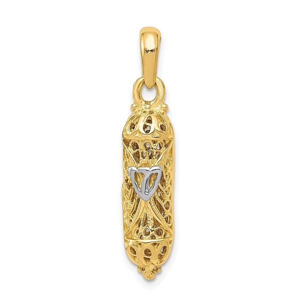 商品名: 14K ホワイト ユダヤ教ジュエリー Torah Mezuzah スクロール すね ペンダント チャーム ネックレス 宗教 ユダヤ教ジュエリー 女性へのギフト 14k Yellow Gold White Mezuzah Scrol...