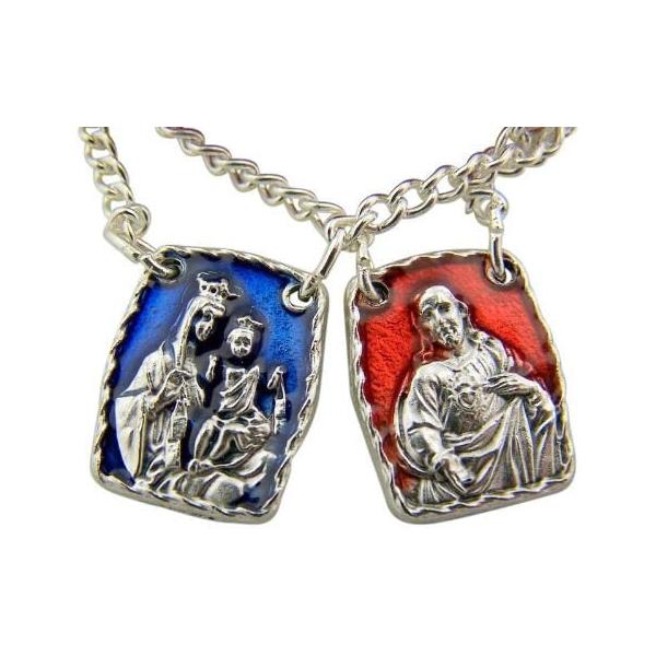 商品名Our Lady of Mt Carmel with Sacred Heart Scapular Medals on 30Religious Gifts Red Blue Enamel Our Lady of Mt Carmel wi...