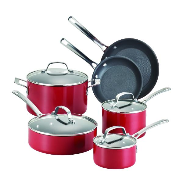 商品名: Circulon 10 Piece Genesis Aluminum Nonstick Cookware, Red by Circulon [並行輸入品] Circulon Genesis Aluminum Nonstick 10...