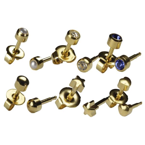 商品名耳ピアス 6組 4mm 16ga ゴールド スタッズ スタッド 低刺激性Ear Piercing Earrings 6 Pairs of 4mm 16ga Thick Post Gold Studex Studs Hypoallerg...