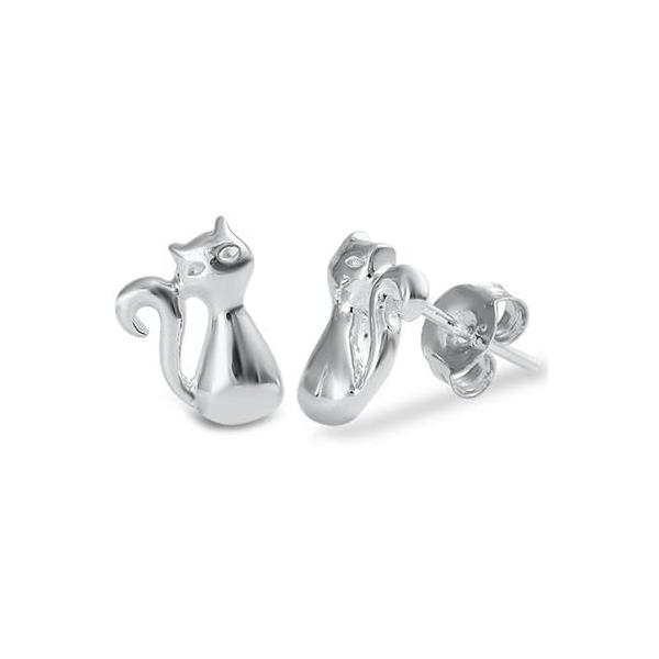 商品名スターリングシルバーKitty Catスタッドイヤリング   10 mmSterling Silver Kitty Cat Stud Earrings - 10mmブランド：SILVERCLOSEOUT商品サイズ：高さ：2 cm横幅：...