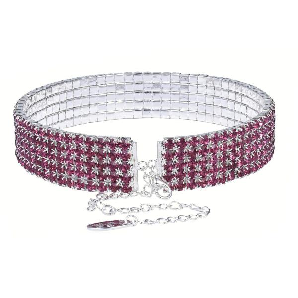 商品名:  Janefashions 5-row Five Rows Clear White Black Pink Silver Austrian Rhinestone Crystal Choker Collar Necklace Danc...