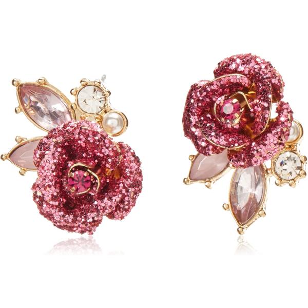 商品名[ベッツィ・ジョンソン]Betsey Johnson""Glitter Rose"" Mismatch Stud Earrings ピアス ジュエリー[並行輸入品]Betsey Johnson Mismatch Stud Earrin...