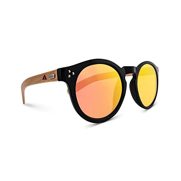 商品名:  TREEHUT Ebony Stylish Wood Frame Sunglasses - Temples Classic Round Vintage Oversize Wood Lightweight Sunglasses -...