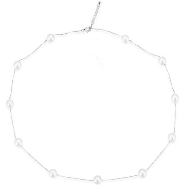 商品名AIEDEブライダル925シルバー人工フェイクパールホワイトTinカップショートネックレスPEXKO Bridal 925 Silver Artificial Faux Pearls White Tin Cup Short Neckl...