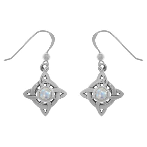 商品名: ジュエリートレンドスターリングシルバーwithレインボームーンストーンケルトノット幸運Quaternaryダングルイヤリング Jewelry Trends Sterling Silver with Rainbow Moonston...