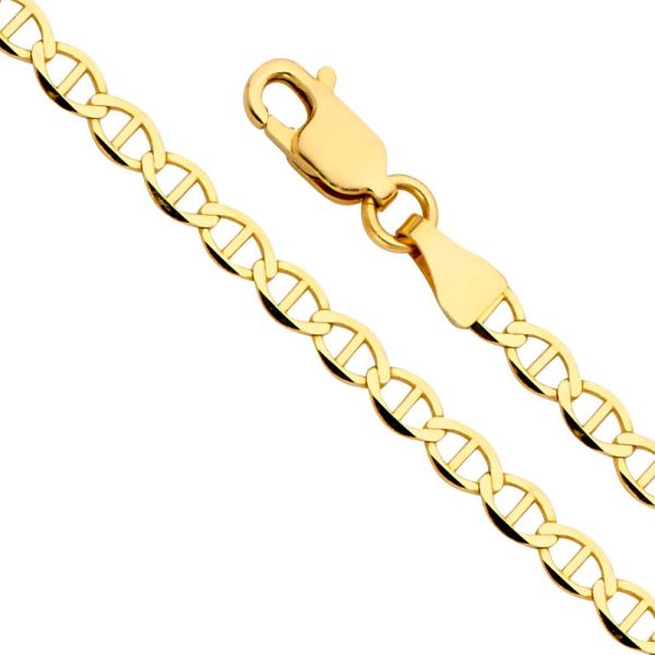 商品名: 14?Kイエローゴールドソリッドメンズ5.5?MMフラットMarinerチェーンブレスレットwith Lobster Claw Clasp???7.5?" The World Jewelry Center 14k Real Yel...