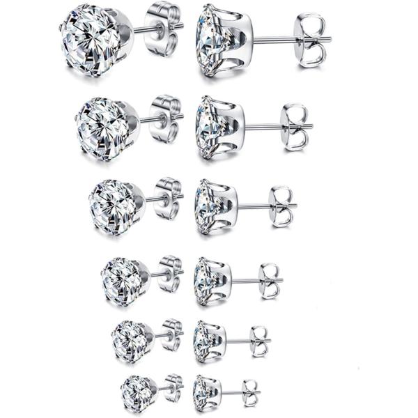 商品名Jstyle Jewelry Women's Stainless Steel Round Clear Cubic Zirconia Stud Earring (6 Pairs)Jstyle Stud Earrings for Wome...