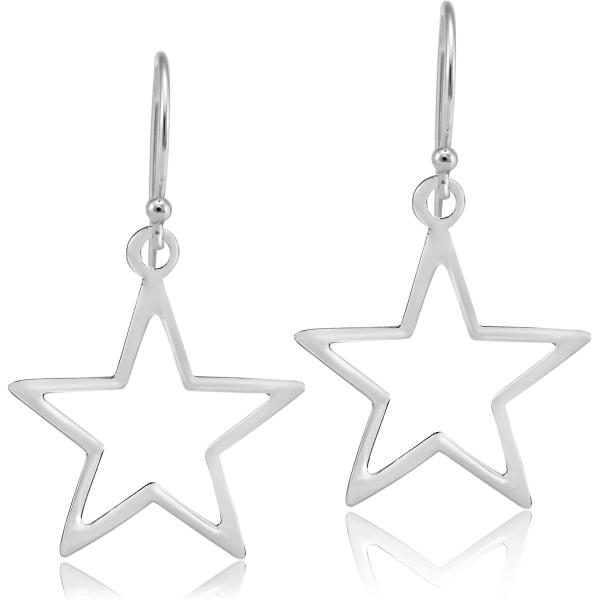 商品名Symmetric Everyday 5 Point Shining Star .925 Sterling Silver Dangle EarringsAeraVida Symmetric Everyday Shining Star ...