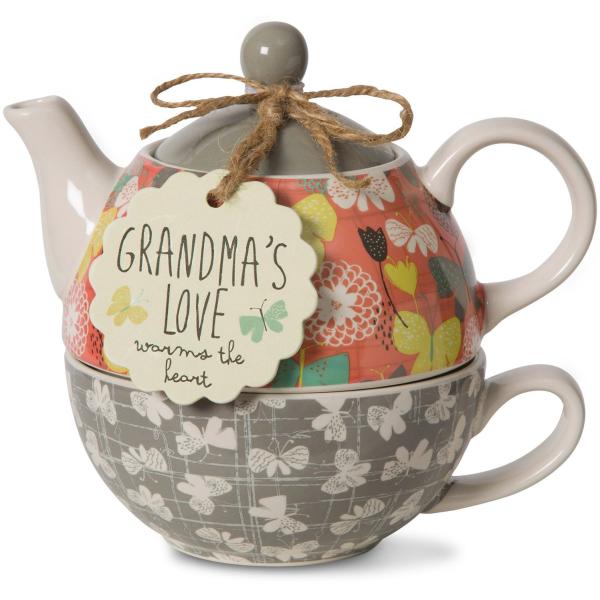 商品名: Pavilion Gift Company 74071 Bloom Grandma's Love Ceramic Tea for One, 15 oz, Multicolor by Pavilion Gift Company [並...