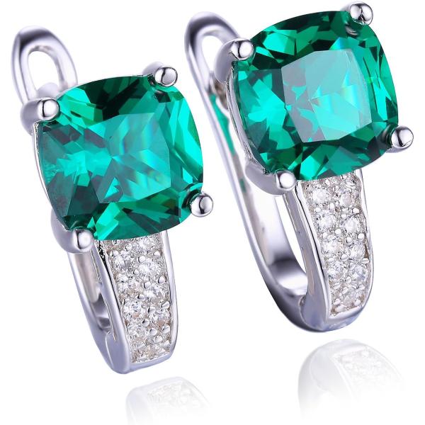 商品名jewelrypalaceクッション3.1 CT SimulatedグリーンロシアNanoエメラルドフープイヤリング925スターリングシルバーJewelryPalace Cushion Cut 3.1ct Simulated Emer...