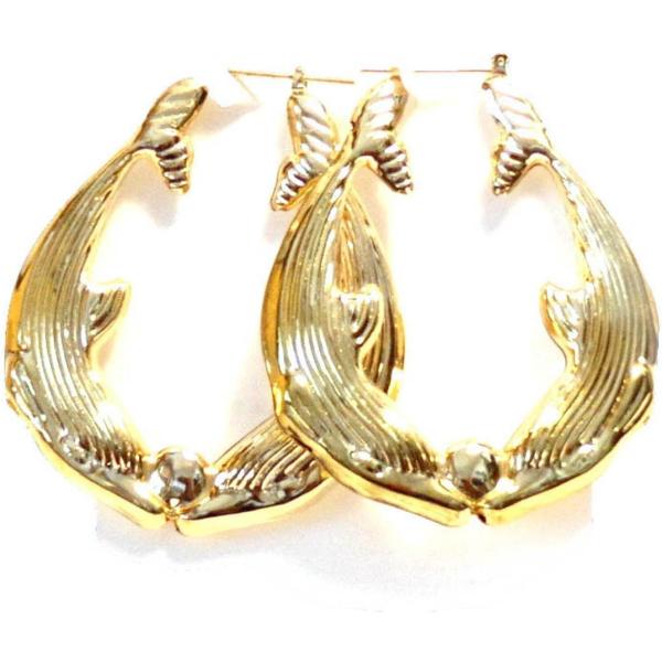 商品名ドルフィンフープイヤリングDolphins Kissing Hoops 2インチイヤリングゴールドトーンフープイヤリングDolphin Hoop Earrings Dolphins Kissing Hoops 2 Inch Earri...