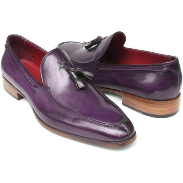 商品名ポール・Parkmanメンズタッセルローファーパープルハンドペイントレザーシューズ(ID # 083 ) カラー: パープルPaul Parkman Men's Tassel Loafer Purple Hand Painted Le...