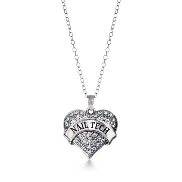 商品名: Inspired Silver ? シルバーパヴェハートチャーム 18インチネックレス キュービックジルコニアジュエリー付き, 金属 ジェムストーン, キュービックジルコニア Inspired Silver - Nail Tech...