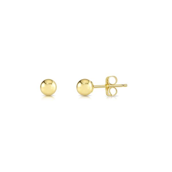 商品名: 14Kイエローゴールド光沢仕上げ ボールピアス バタフライプッシュ式キャッチ 14k Yellow Gold Polished Ball Stud Earrings with Butterfly Pushback (4mm)ブラン...