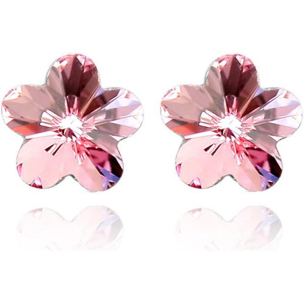商品名18K ホワイトゴールド 6mm 1/4インチ 桜 スワロフスキークリスタル フラワー スタッドピアス 低刺激性 ガールズ レディース クリスマスプレゼント S ピンクJazlyn White Gold Plated Sparklin...