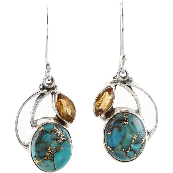 商品名NOVICA Citrine Reconstituted Turquoise .925 Sterling Silver Dangle Earrings 'Modern Mystique'NOVICA Artisan Handmade ...