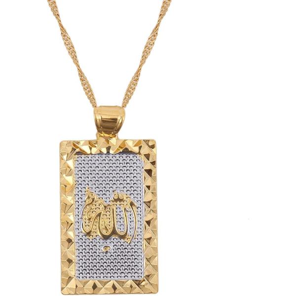 商品名プラチナ24 K新しいIslamic AllahペンダントチャームチョーカーネックレスReligious MuslimジュエリーPlatinum 24K New Islamic Allah Pendant Charms Choker ...