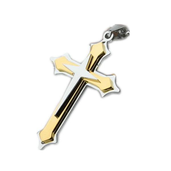 商品名: 男性と女性の3層チタン鋼クロスペンダントネックレスステンレススチールクロスネックレス LETSP Men and Women of Titanium Steel Three-Layer Cross Pendant Necklace...