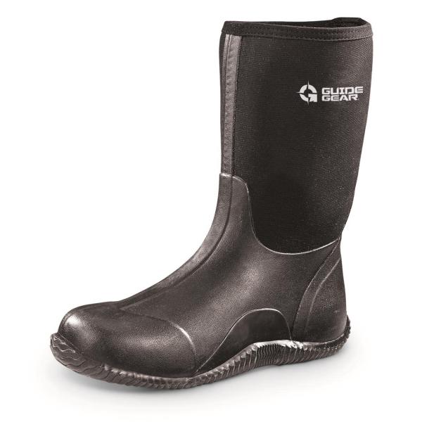 商品名: Guide GearメンズMid Bogger防水ラバーブーツブラック カラー: ブラック Guide Gear Men's Mid-High Bogger Waterproof Rubber Hunting Work Rain ...