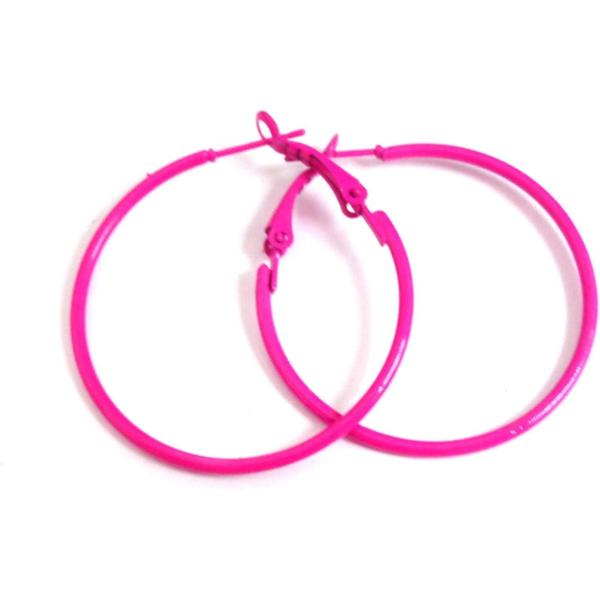 商品名ホットピンク フープピアス シンプル 細いフープイヤリング 1.5インチ フープイヤリング, 金属Hot Pink Hoop Earrings Simple Thin Hoop Earrings 1.5 Inch Hoop Earri...