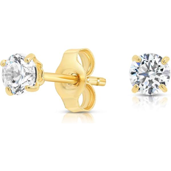商品名14K イエローゴールド ソリティア ラウンド キュービックジルコニア キュービックジルコニア スタッドピアス ゴールドバタフライプッシュバック14k Yellow Gold Solitaire Round Cubic Zirconi...